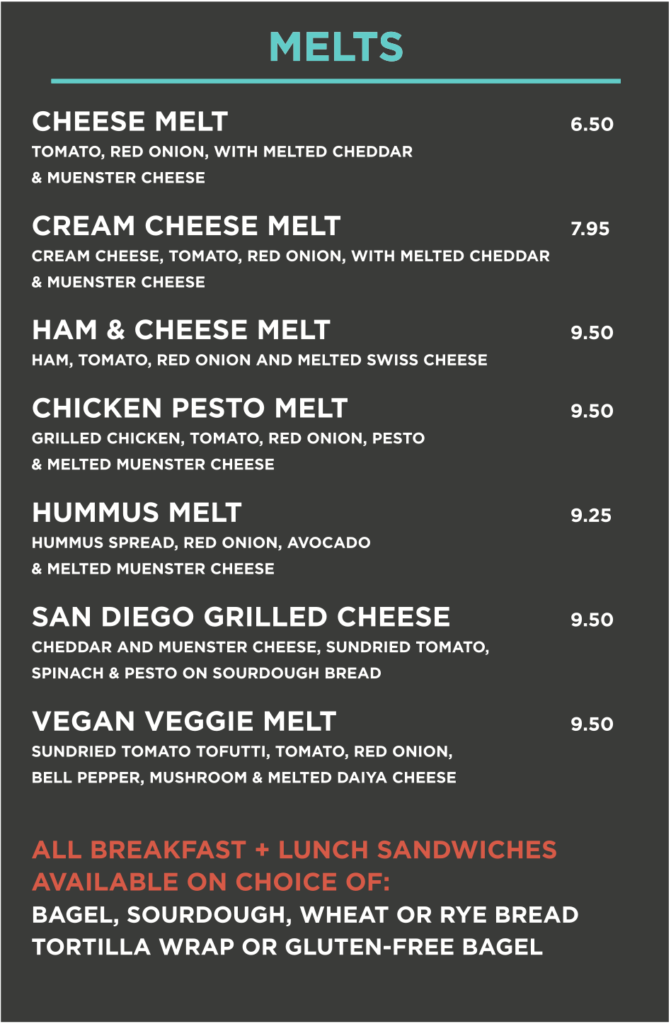 Hillcrest Menu - Big City Bagel Cafe