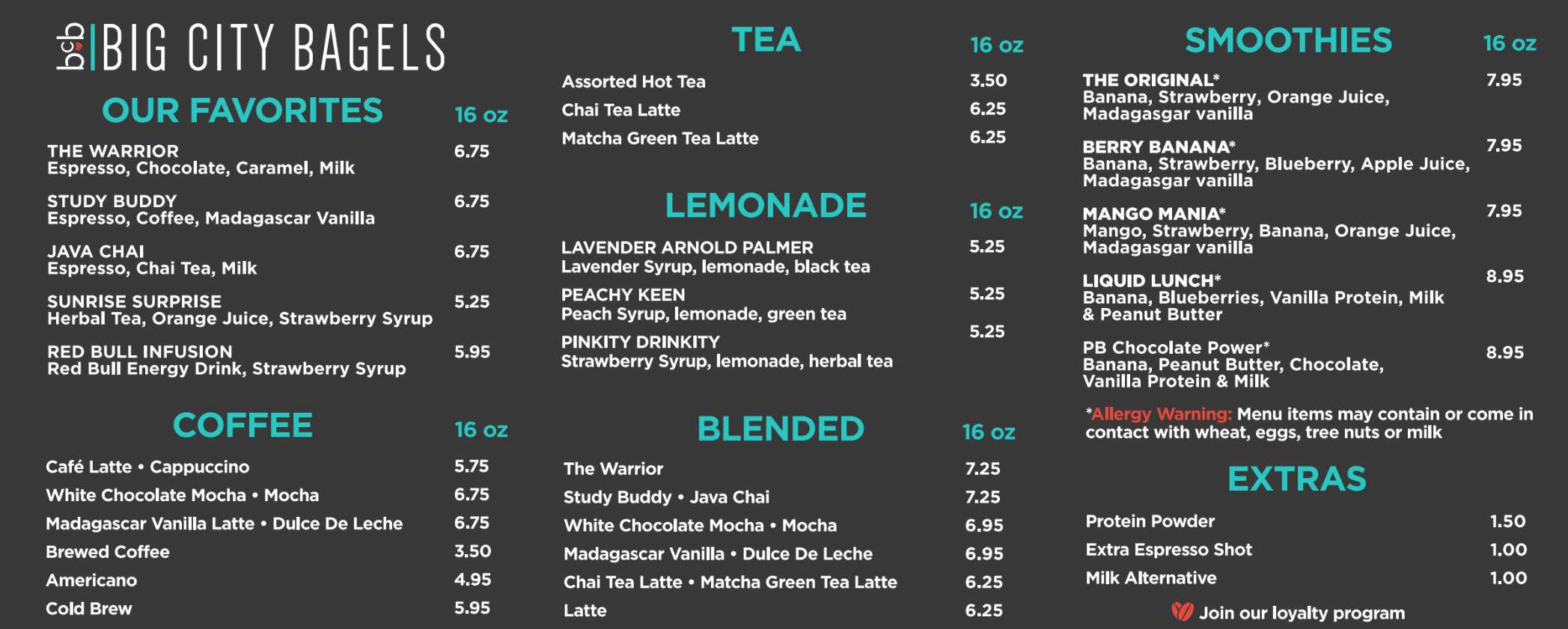 UCSD Carts Menu - Big City Bagel Cafe