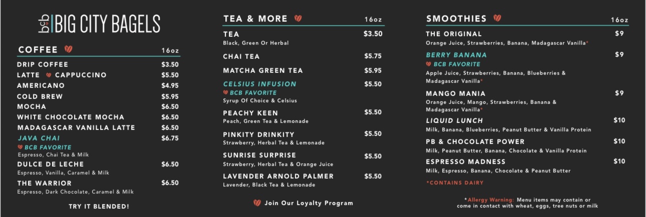 UCSD Carts Menu - Big City Bagel Cafe
